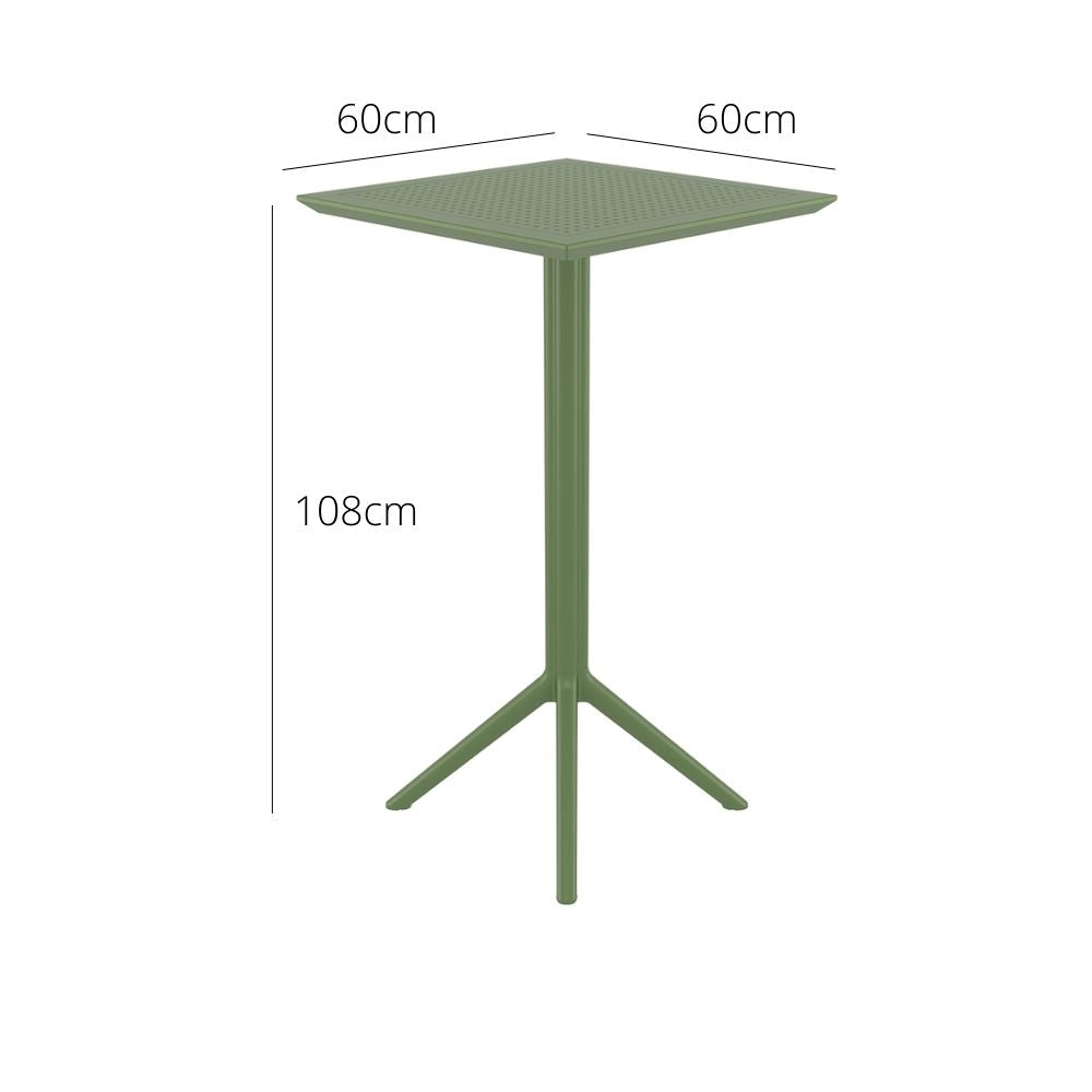 Buy Mika Outdoor Bar Table (Square Top) Olive Green | Bar Stool Home