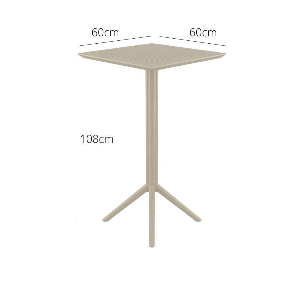 Buy Mika Outdoor Bar Table (Square Top) Taupe | Bar Stool Home